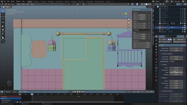 Stylized Kitchen Course in Blender p100 Curtain Solution