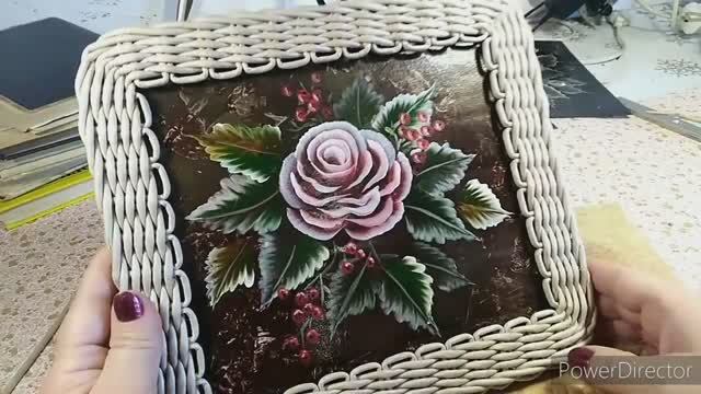 Прямоугольная плетеная рамочка. Елена Соколовская