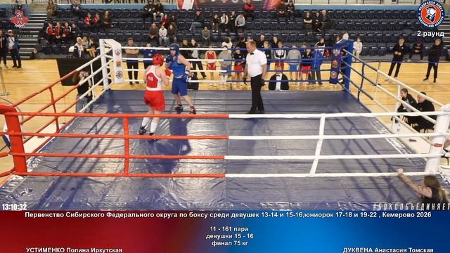 161 финал 75 кг УСТИМЕНКО Полина Иркутская ДУКВЕНА Анастасия Томская