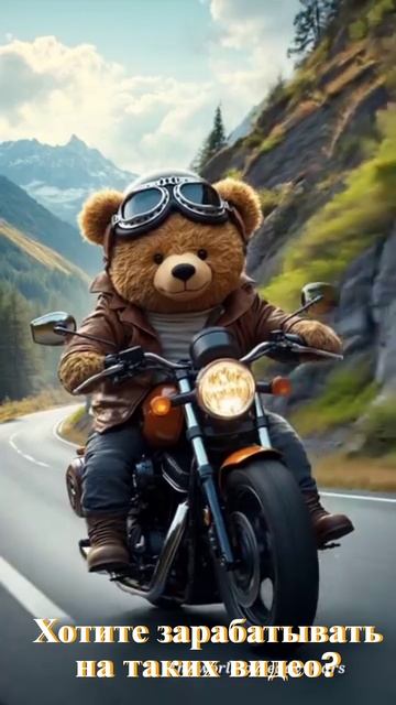 Медведь катается на мотоцикле