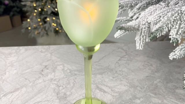 Декоративный подсвечник-бокал ТЮЛЬПАН 'ФЛЕЙМ', стекло, зелёный, 22 см, 4400285A270-3