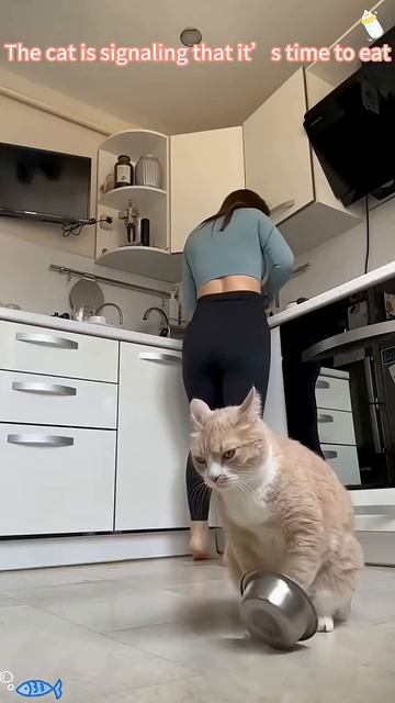 The cat is hinting that it’s time to eat 😾😼🙀#cat #funny