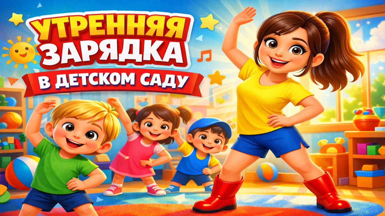 УТРЕННЯЯ ЗАРЯДКА В ДЕТСКОМ САДУ | ВЕСЕЛО И ЯРКО