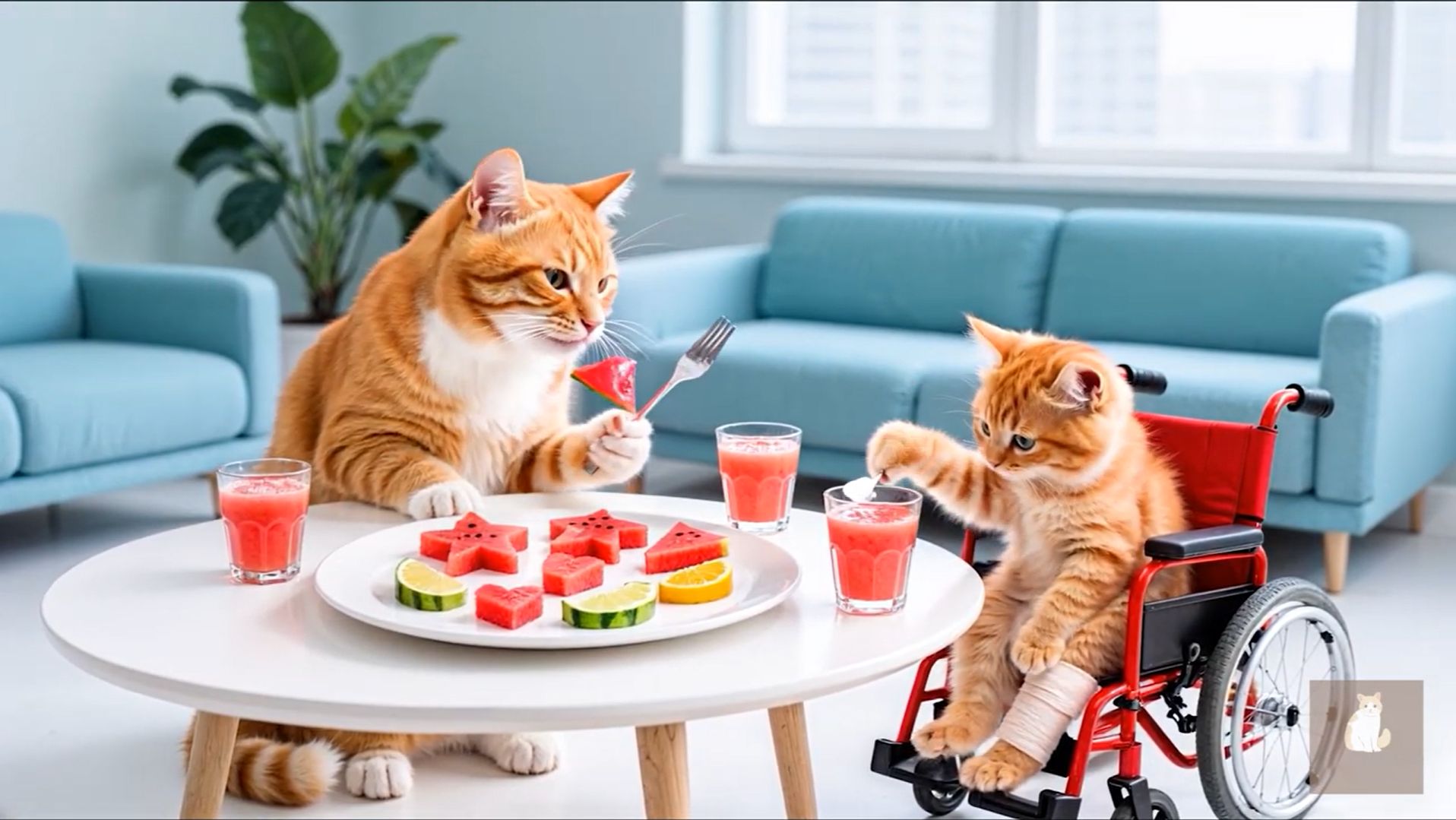 😹Мама кошечка лечит своего маленького сыночка и готовит ему вкусный арбузный лёд🔥