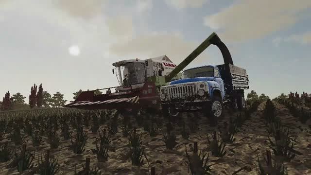 Farming Simulator 19/Карта Кошмак/Уборка подсолнечника,продолжение