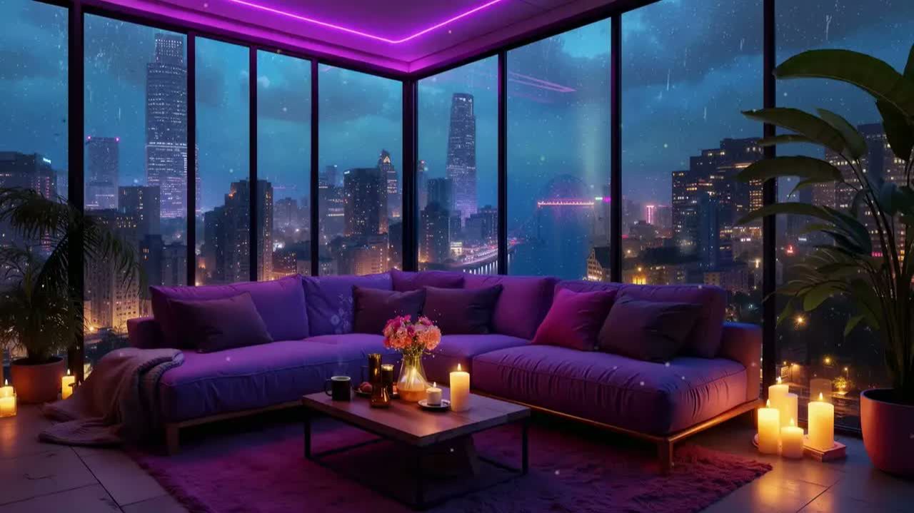 ☔️🌃 [1,5 ЧАСА] Lo-Fi под дождём: Уютная гостиная для учёбы и ночной работы