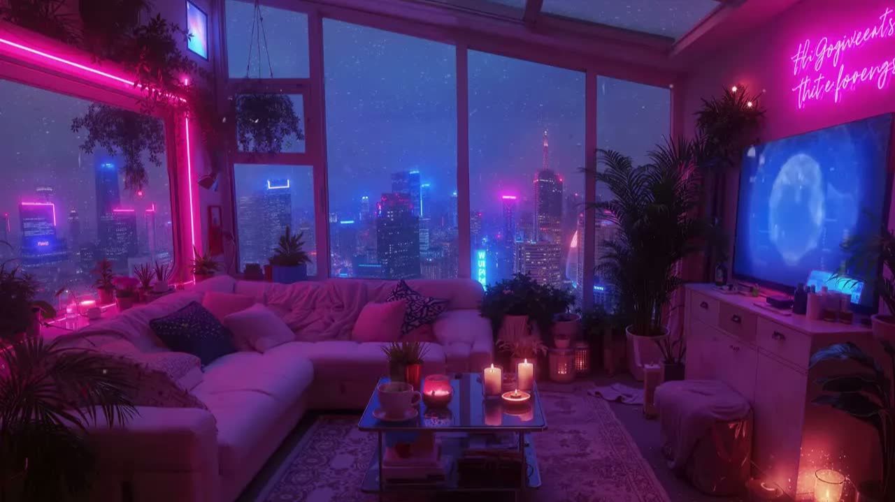 ✨🌃 [1,5 ЧАСА] Lo-Fi под дождём: Музыка для снятия стресса и спокойного неонового вечера