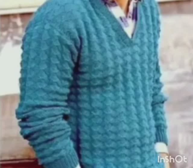 Вяжем узор спицами для мужского джемпера , пуловера.