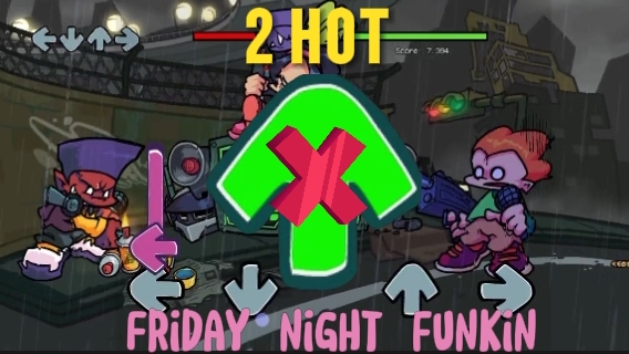 2 hot Friday night funkin на сложности Easy но без «Стрелочки вверх (Зелёной стрелочки)»