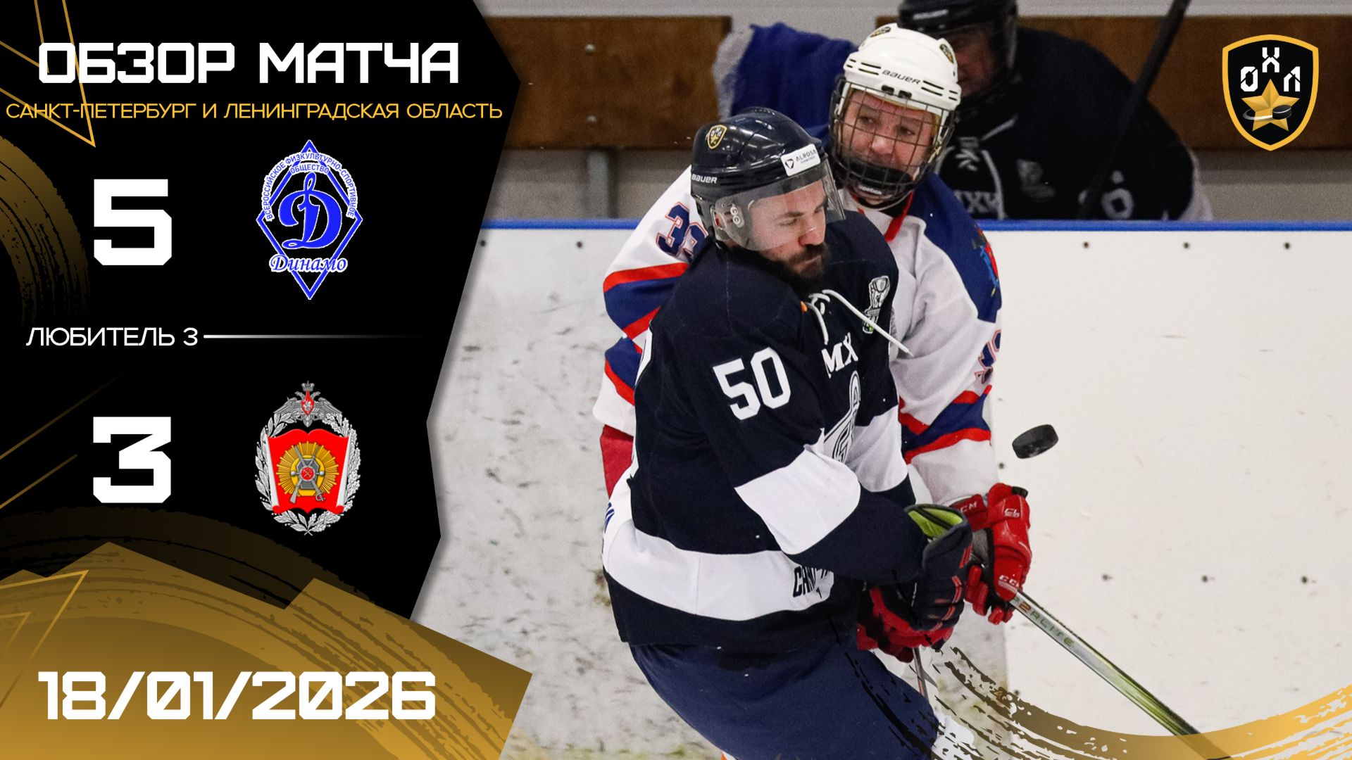 ОБЗОР / ВФСО ДИНАМО-24 - ВИФК / 18.01.2026 / ОХЛ САНКТ-ПЕТЕРБУРГ / ДИВИЗИОН ЛЮБИТЕЛЬ 3
