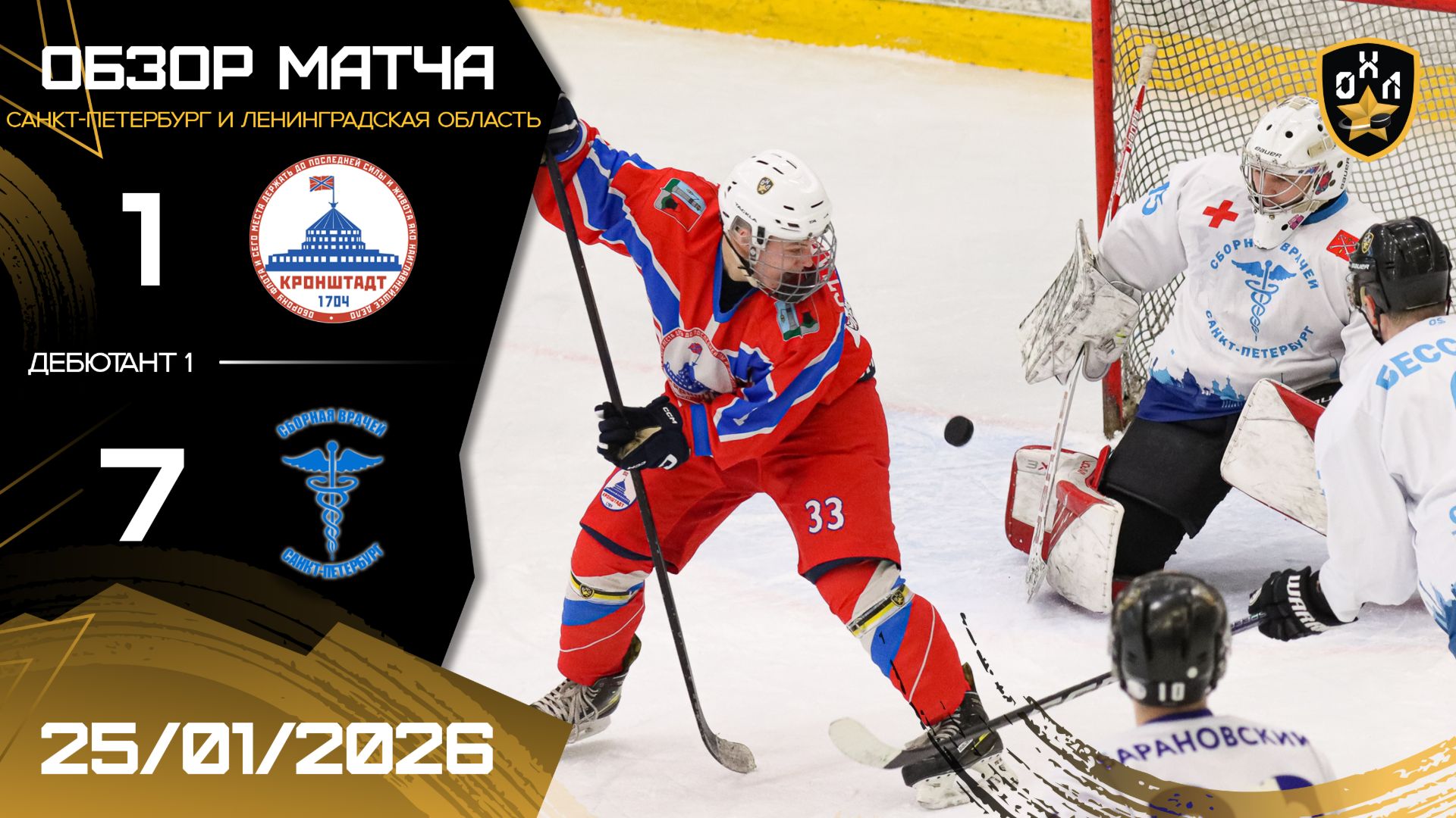 ОБЗОР / КРОНШТАДТ - СБОРНАЯ ВРАЧЕЙ / 25.01.2026 / ОХЛ САНКТ-ПЕТЕРБУРГ / ДИВИЗИОН ДЕБЮТАНТ 1