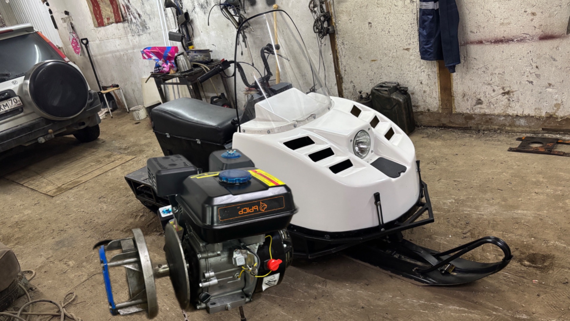 Установка двс от мотоблока 7 лс на буран.