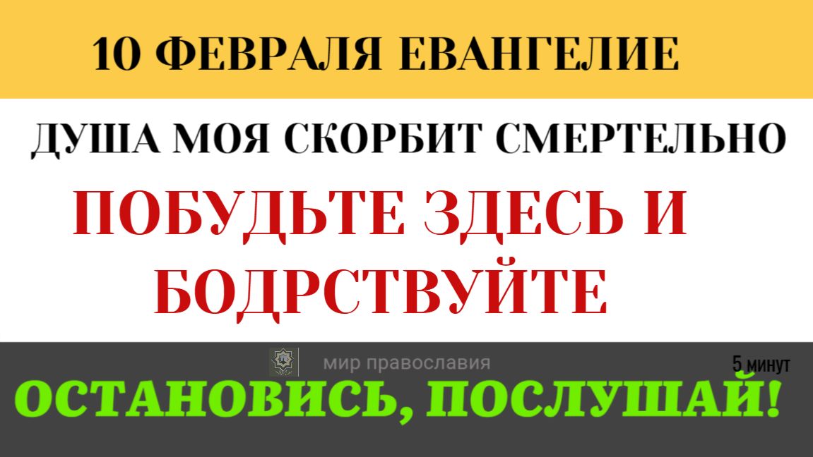 10 февраля Спящие друзья. Почему ученики не смогли выдержать один час молитвы с Иисусом?5 минут