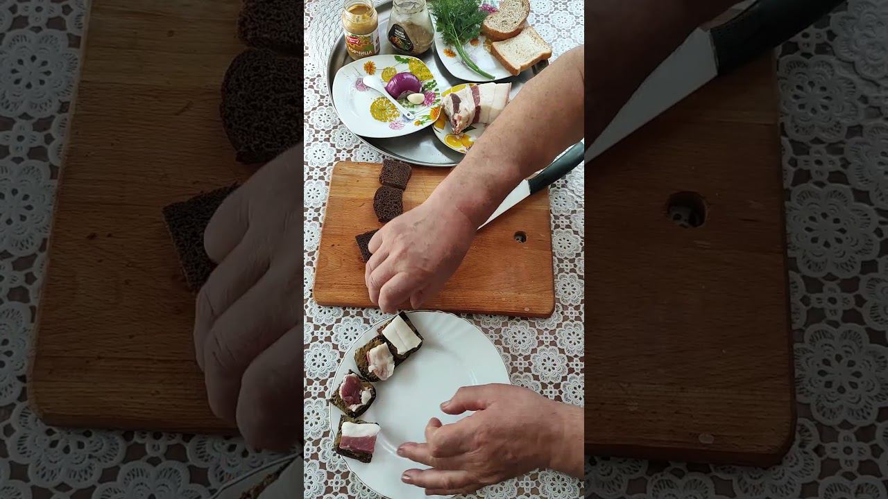 Бутербродики с салом #shorts #вкусно #рецепты #бутерброды