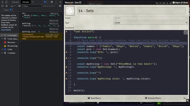 Learn JavaScript With Foundry VTT V10 | X - E23: Sets – смотреть онлайн видео от JavaScript ...