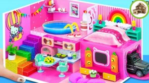 Прекрасный домик hello kitty с большим круглым бассейном и цветной кроватью из картона #94