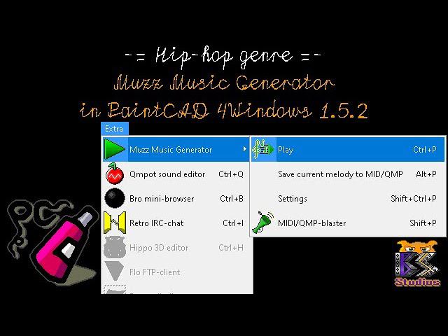 Hip-hop generated music (improved Muzz Music Generator in PaintCAD 4Windows 1.5.2)