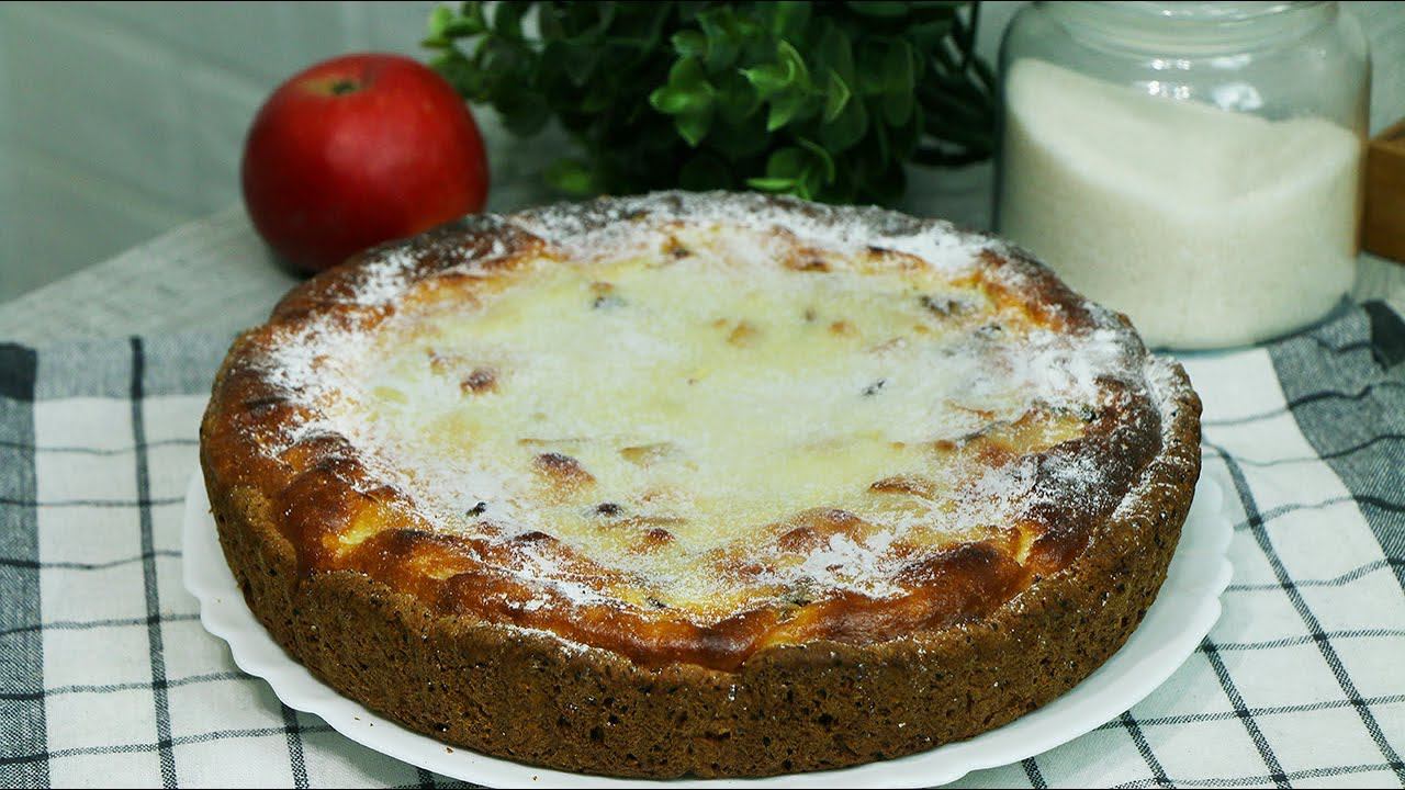 Творожный пирог с яблоками. Творожное тесто и творожная начинка