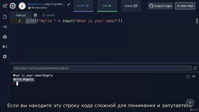 [100 Days of Python] (День 001) 009 Функция ввода в Python
