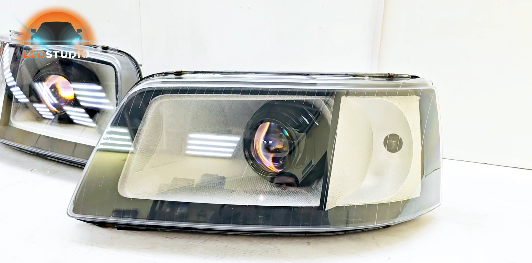 Volkswagen Multivan модернизация фар. Улучшение света фар от Ledstudio.