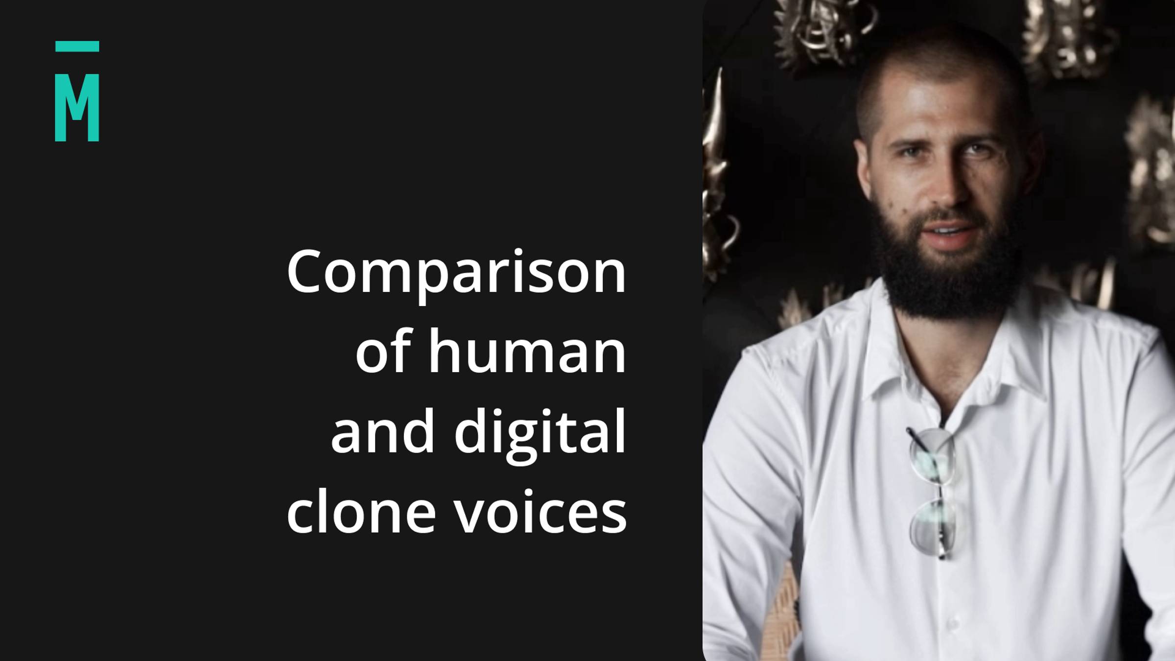 Монтаж видео для канала Merlin Clone. Comparison of human and digital clone voices.