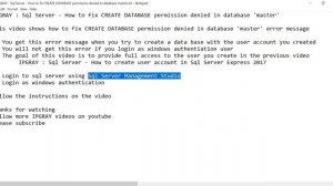 IPGRAY : Sql Server - How to fix CREATE DATABASE permission denied in database 'master'