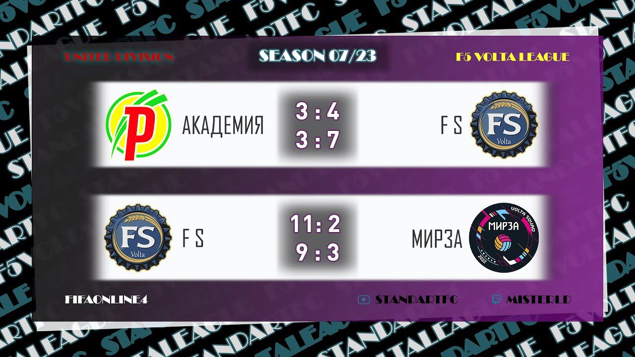 F5VL UniDiv : "Академия Пушкаса - FS"; "FS - МИРЗА", s 07/23 , fifaonline4, volta, фифа онлайн 4