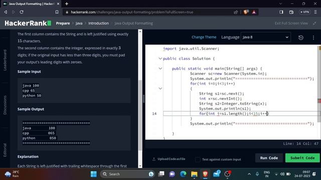 Java Hacker Rank Solutions :"Java Output Formatting" ?|| Question-5 ||Sprint to 5 ⭐ Java badge ...