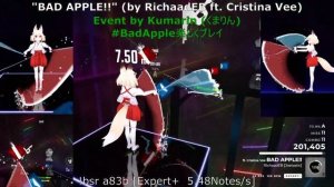 [Beat Saber]"BAD APPLE!!"(by RichaadEB ft. Cristina Vee) [Expert+] Challenge No. 1 / UPDATE 1.25.1