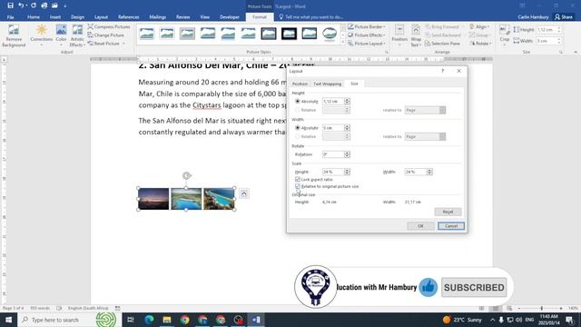 MS Word Resizing Pictures | LOCK ASPECT RATIO | Adjust Picture to EXACT ...