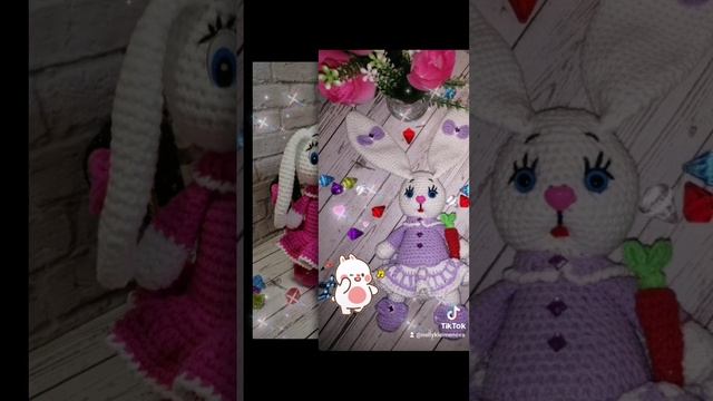 Зайки амигуруми ручной работы 20 см.