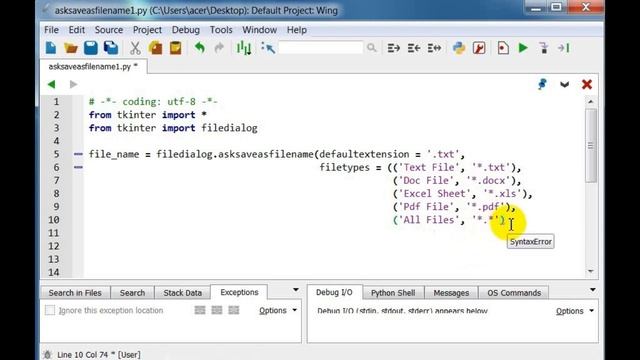 La méthode asksaveasfilename de l'objet FileDialog en Python – смотреть онлайн видео от Python ...