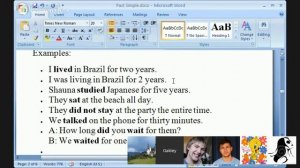 Past Simple Verb Tense