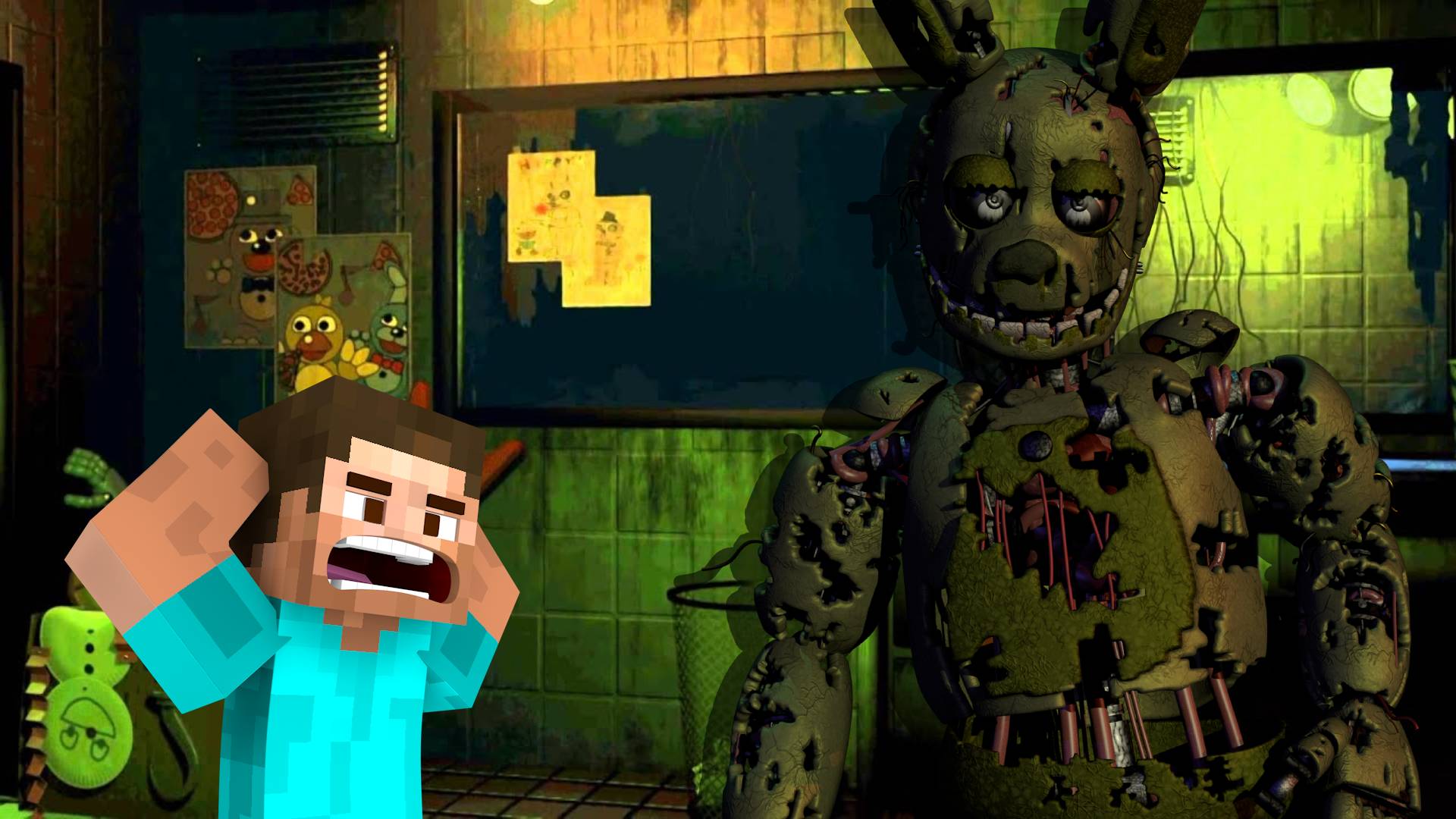 Five nights at Freddy's 3: Remake 1 ночь майкрафт