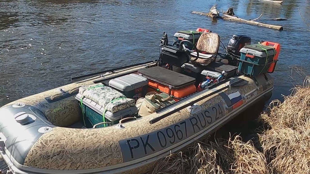 Лодка Azimut JetLine 450, возможности с полной загрузкой в красивейших местах Сибири на таёжной реке