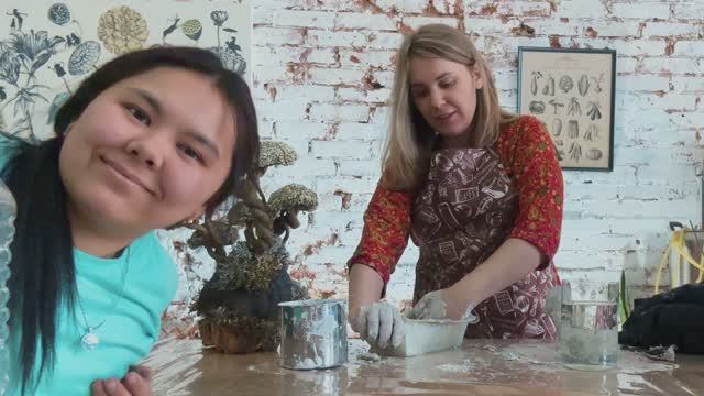 СОЗДАЕМ ДРАКОНА ИЗ ШЕРСТИ И ГИПСА - подставка для дерева из цетрарии