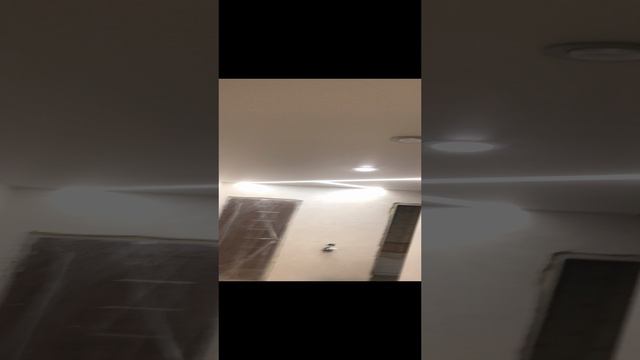 Натяжной потолок с световыми линиями в прихожей