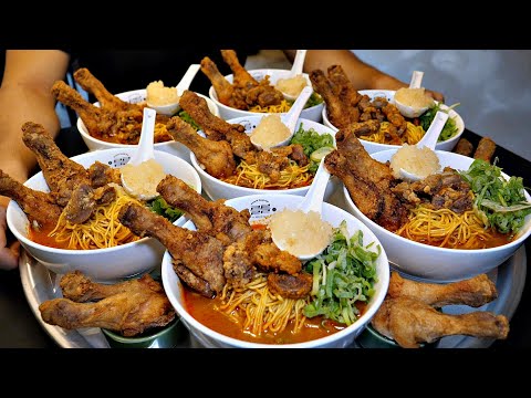 Уникальный рамен с жареной курицей / корейская уличная еда