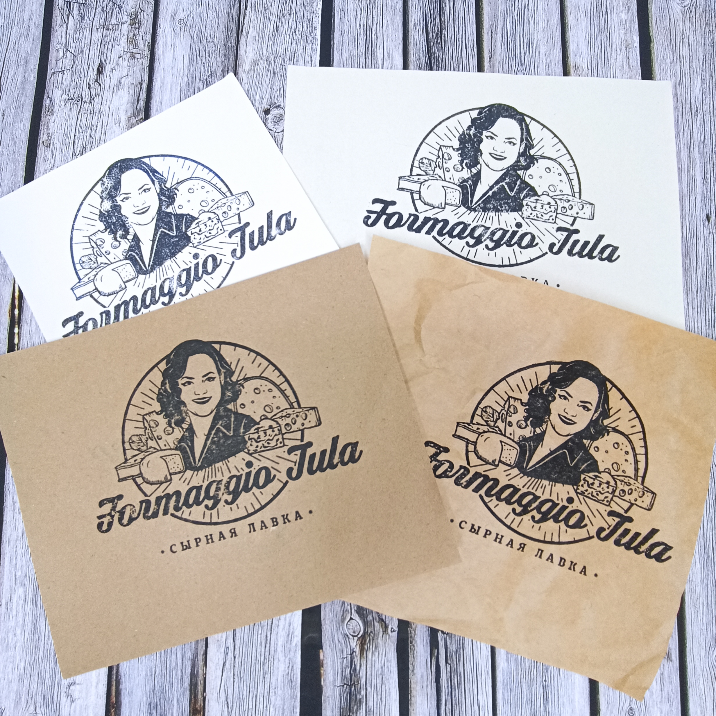 Штамп для брендирования упаковки для сырной лавки.