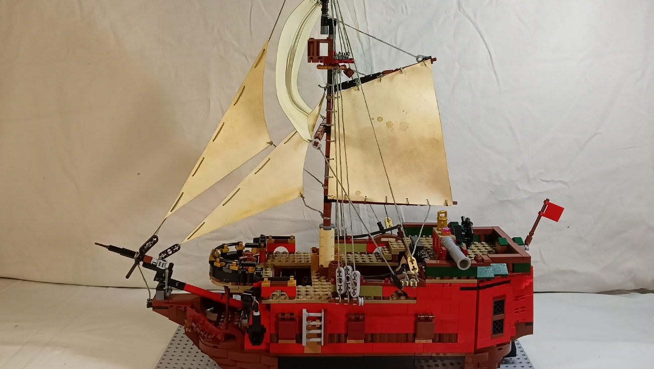 Lego корабль: "Красный бочёнок"; обзор самоделки