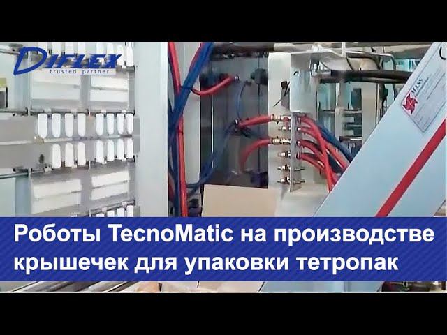 Роботы TecnoMatic на производстве крышечек для упаковки тетропак