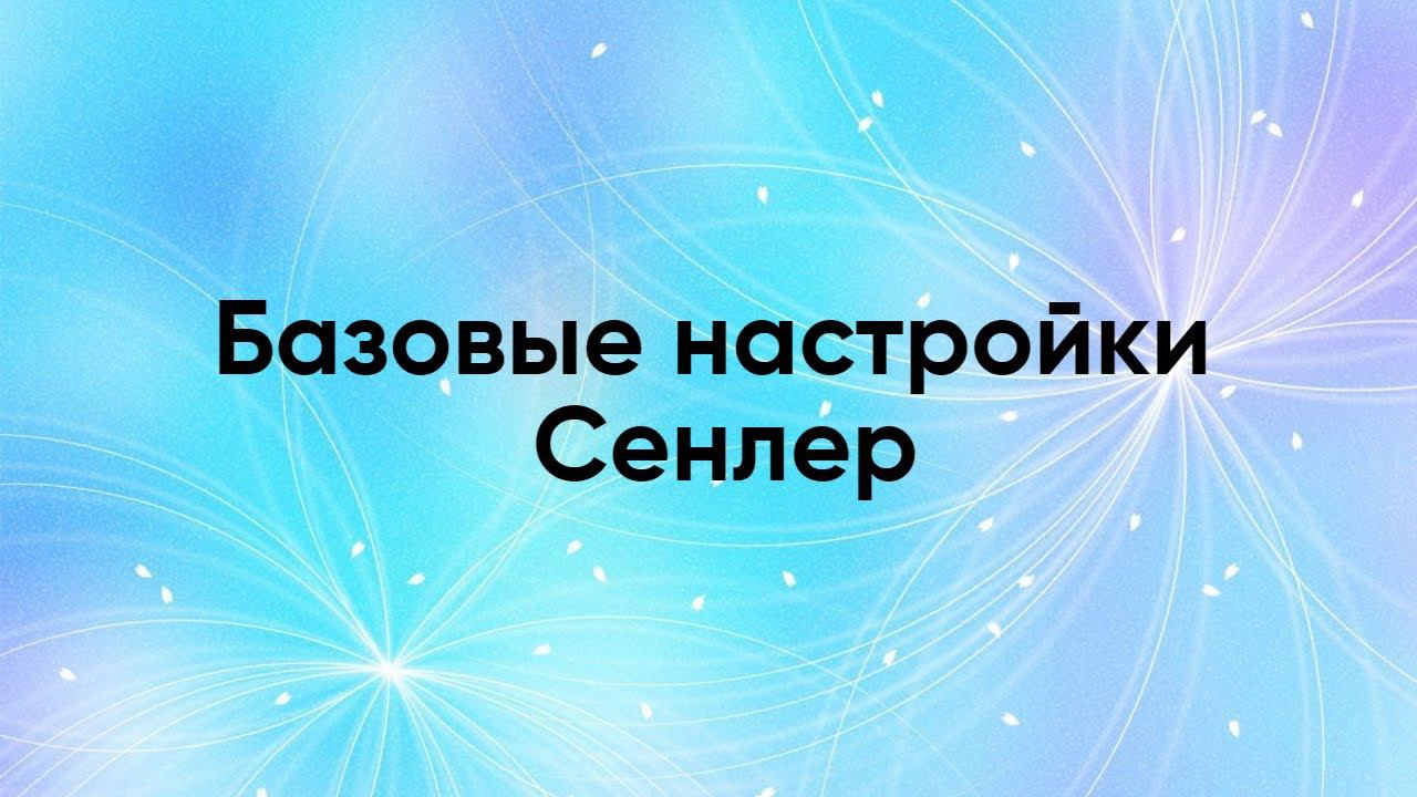 2 Базовые настройки Сенлер