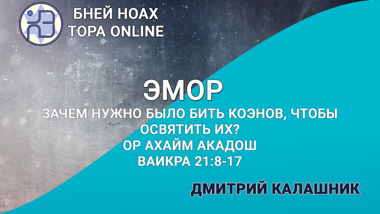 Зачем нужно было бить коэнов, чтобы освятить их? Ор аХайм аКадош ВКРА 21:8-17  Недельная глава Эмор