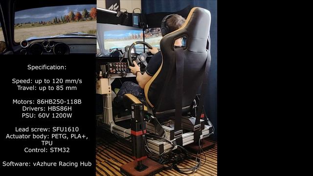 Демонстрация самодельного линейного актуатора для автосимуляторов в игре Dirt Rally 2.0