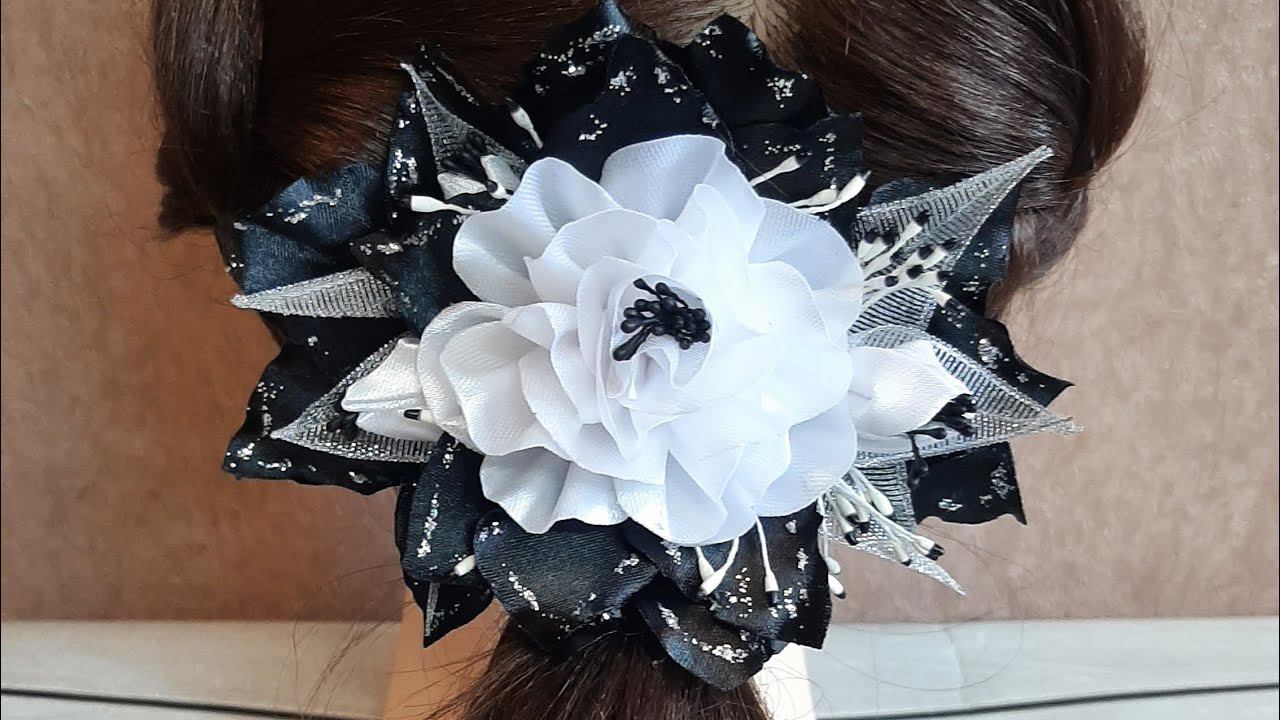 МК. Оригинальная и нарядная заколка из атласной ленты.