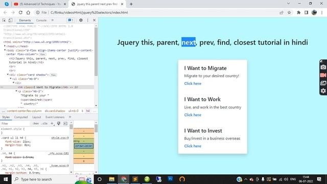 Jquery this parent next prev find closest tutorial in Hindi | Learn Jquery in Hindi | @rinkuverm ...