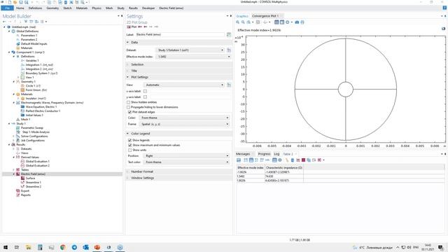 Анализ мод СВЧ и оптических волноводов с помощью COMSOL Multiphysics