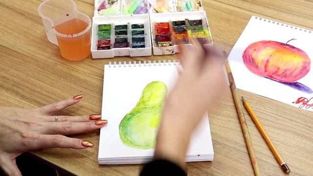 Мастер-класс по рисованию акварелью скетч рисунка _Сочная груша_.