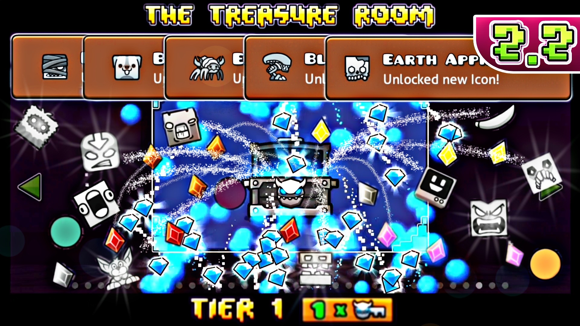 200 СУНДУКОВ В GEOMETRY DASH 2.2! [THE TREASURE ROOM - TIER 1 - KEYS x1]