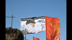 День Победы, 2021, Санкт Петербург. Народное шествие. На знаменах схиигумен Сергий (Романов)